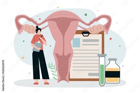Doctor Examine Uterus Woman Conduct Examination Of Female Genital