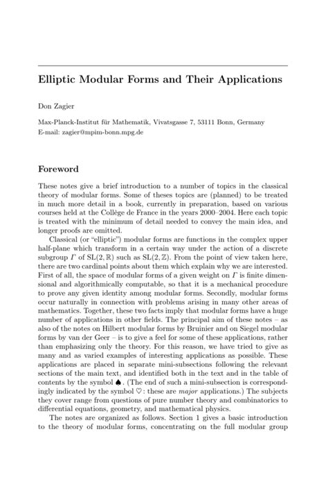 Elliptic Modular Forms And Their Applications