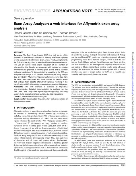 Pdf Exon Array Analyzer A Web Interface For Affymetrix Exon Array Analysis