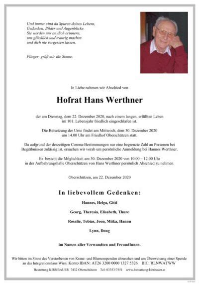 Hans Werthner Bestattung Kirnbauer