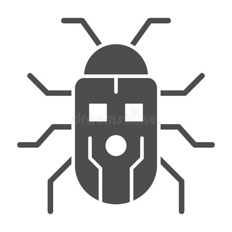 Robot Beetle Solid Icon Robotization Concept Robot Bug Sign On White
