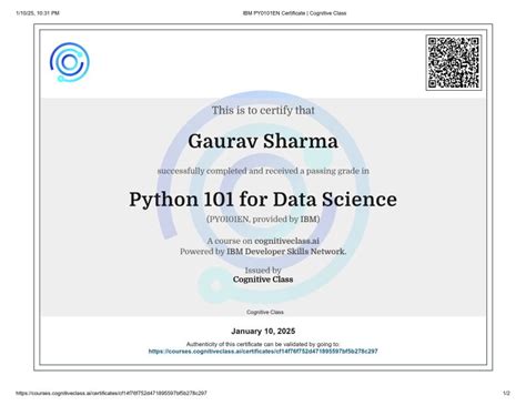 Python Datascience Learning Ibm Certification Gaurav Sharma