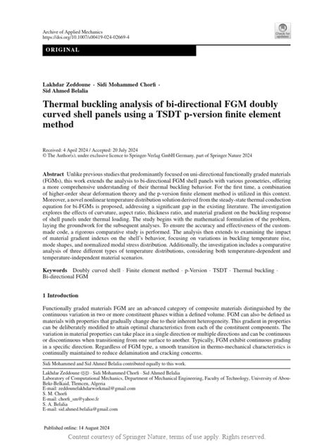 Thermal Buckling Analysis Of Bi Directional Fgm Doubly Curved Shell Panels Using A Tsdt P