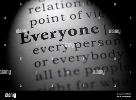 Fake Dictionary Word Dictionary Definition Of Everyone Stock Photo Alamy
