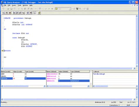 Debugging A Sql Stored Procedure From Inside Sql Server 2000 Query