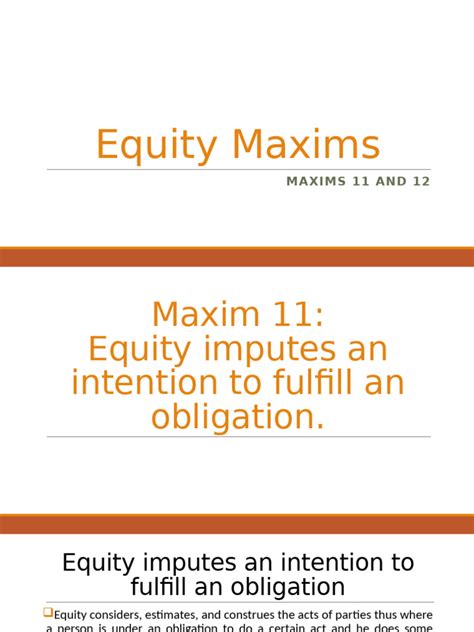 Lecture 7 Equity Maxims 11 And 12 Pdf Equity Law Jurisdiction