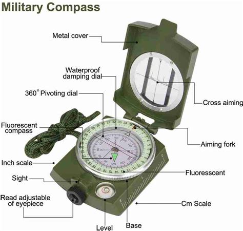 Military Compass With Carrying Bag Lensatic Sighting Waterproof And