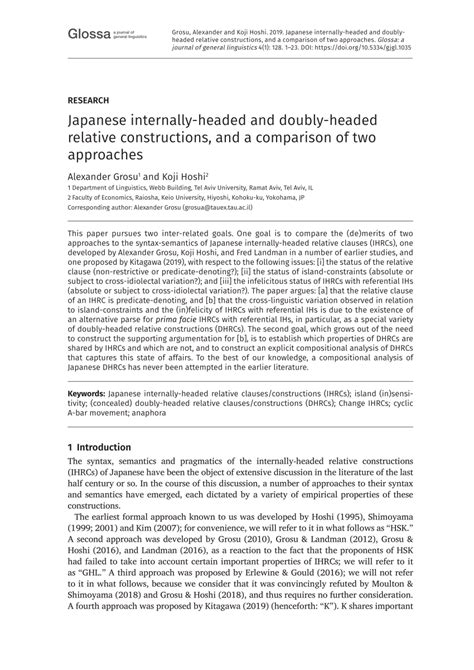 Pdf Japanese Internally Headed And Doubly Headed Relative