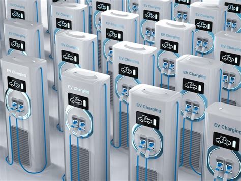 Ev 충전소 또는 전기차 충전소 프리미엄 사진