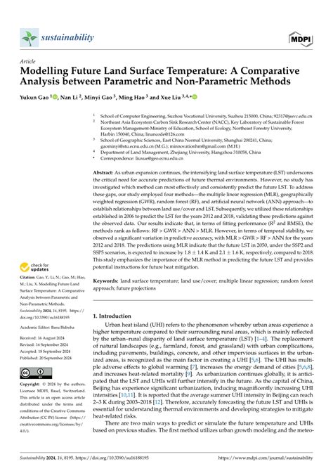 Pdf Modelling Future Land Surface Temperature A Comparative Analysis Between Parametric And