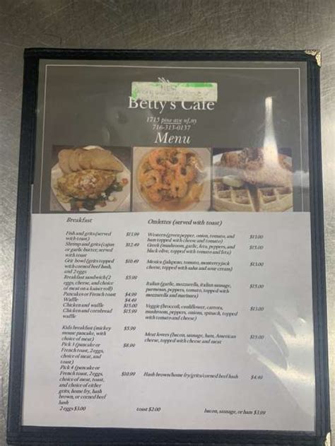 Bettys Cafe Menu In Niagara Falls New York Usa