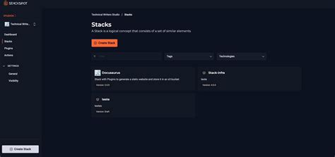 create stack docs stackspot