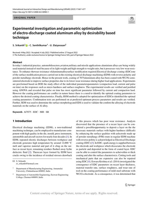 Experimental Investigation And Parametric Optimization Of Electro Discharge Coated Aluminum