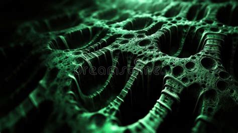 Abstract Green Textured Surface Resembling Organic Structures Or Cellular Forms Stock