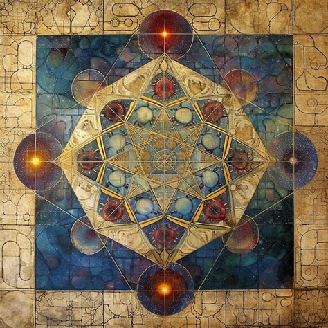 Symmetrical Geometric Lattice Pattern Parallel Perspective Projection