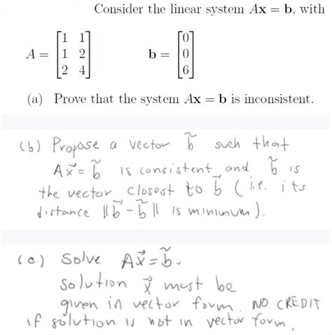 Solved Consider The Linear System Ax B With A 1 1 1 2 2