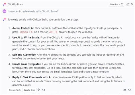 how to use ai to write emails with prompts clickup