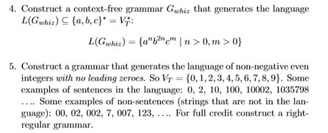 Solved Construct A Context Free Grammar Gwhiz That