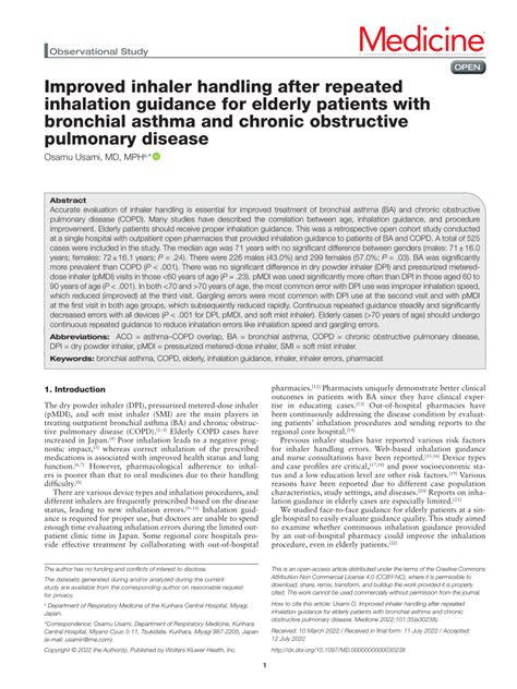 Pdf Improved Inhaler Handling After Repeated Inhalation Guidance For