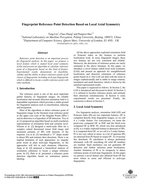 pdf fingerprint reference point detection based on local axial symmetry