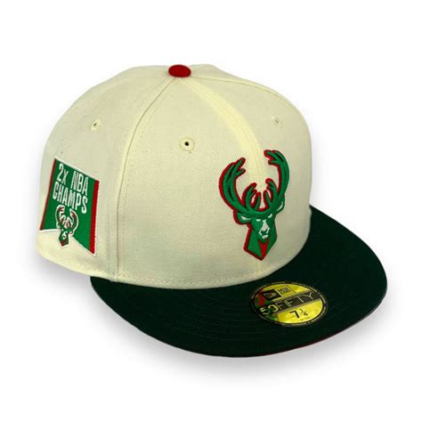 New Era Milwaukee Bucks 2x Nba Champs Whitedark Green 59fifty Fitted