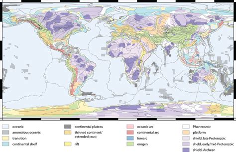 Crust1 0 Model From Laske Et Al 2013 With Crustal Types Defined By Download Scientific