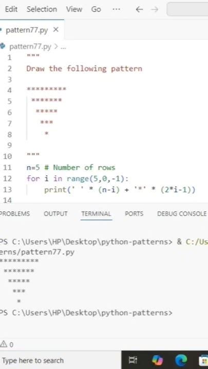 Inverted Pyramid Pattern In Python Youtube