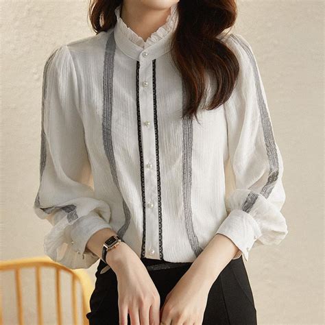 포스티 봄 여름신상 시스루 블라우스 쉬폰 셔츠 블라우스