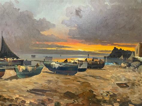 Gennaro Rossano 1941 2018 Tramonto Sulla Spiaggia Catawiki