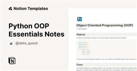Python Oop Essentials Notes Template Notion Marketplace