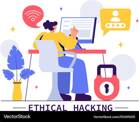 Ethical Hacking Featuring A Developer Practicing Vector Image