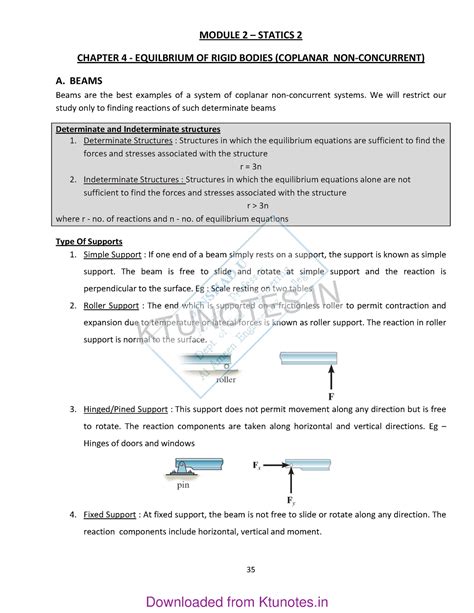 em mod2 ktunotes types of support 35 module 2 statics 2 chapter 4 equilbrium of rigid