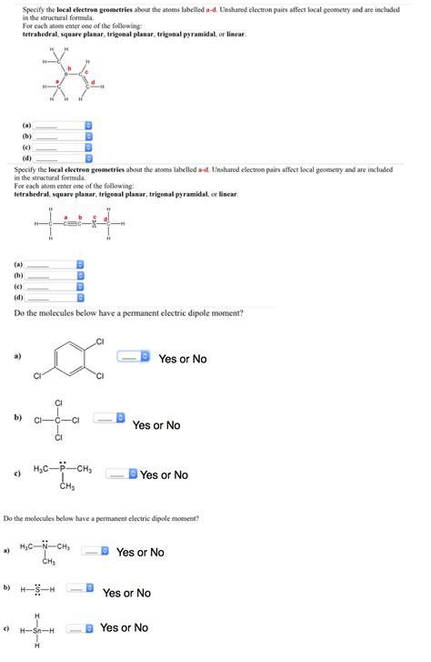 Solved Specify The Local Electron Geometries About The Atoms
