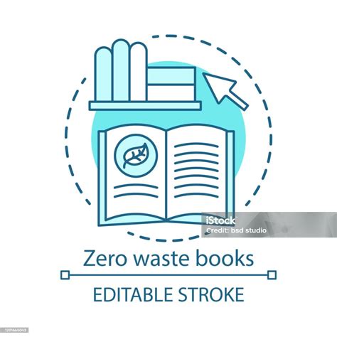 제로 폐기물 책과 리터러 어 개념 아이콘입니다 환경 문제 및 환경 친근 한 교육 아이디어 생태 학습 얇은 라인 그림 벡터 절연 윤곽선 도면 편집 가능한 스트로크 0에 대한