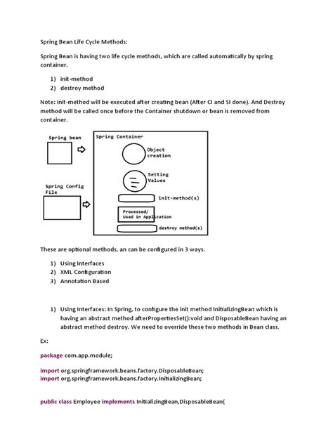spring bean life cycle methods pdf method computer programming constructor object