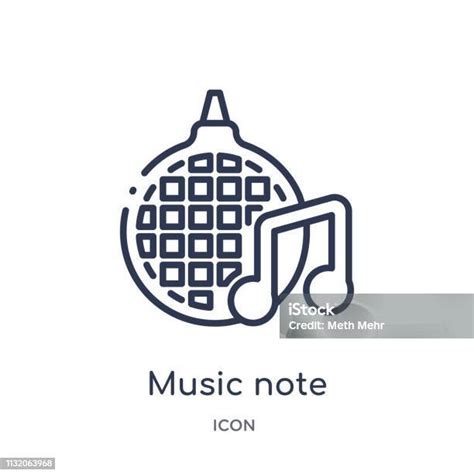 디스코 텍 개요 컬렉션에서 선형 음악 노트 아이콘입니다 얇은 라인 음악 노트 벡터 흰색 배경에 고립 음악 노트 유행 그림 25 센트에 대한 스톡 벡터 아트 및 기타 이미지