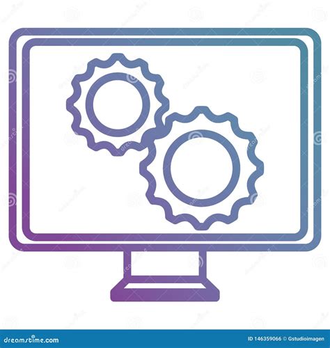 monitor computer with gears stock illustration illustration of view