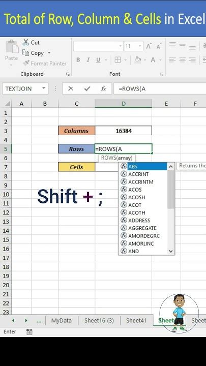 total of rows columns and cells in excel in excel excel exceltips