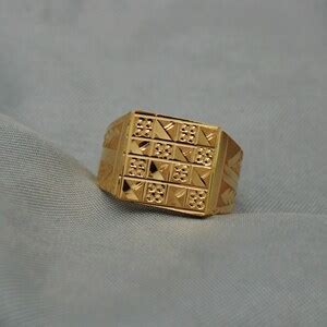 Stylish Hand Carved 22k Yellow Gold Ring Indian Men Gold Ring Etsy