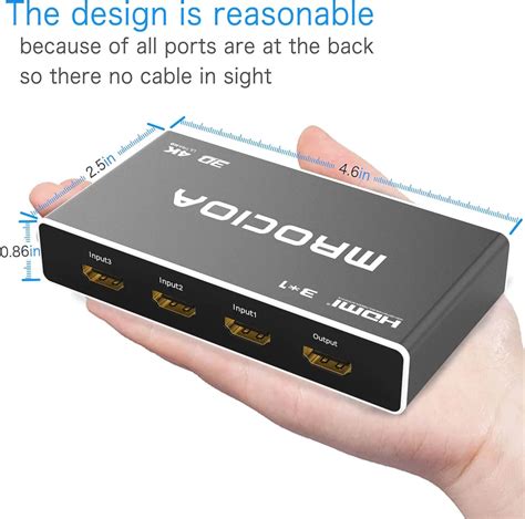 Hdmi Switch 3 In 1 Out With Remote Supports 4k And 3d Mrocioa
