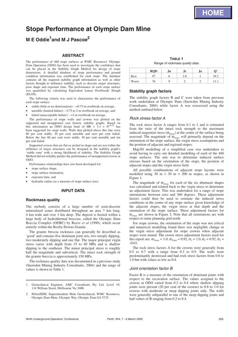 Pdf Stope Performance At Olympic Dam Mine
