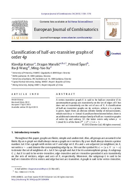 pdf classification of half arc transitive graphs of order klavdija