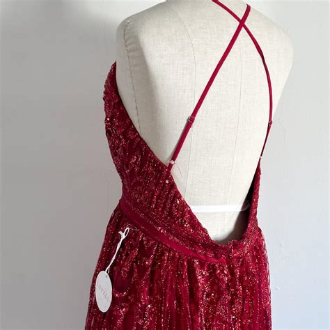 Luxxel Red Glitter Dress Nwt — Size L Depop