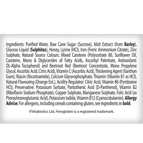 Vitabiotics Organic Feroglobin Liquid 500ml Iron Supplement For