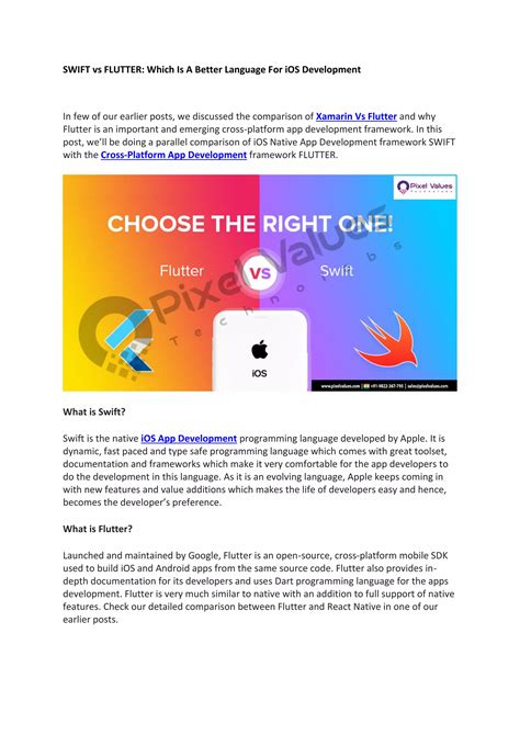 Swift Vs Flutter Pixel Values Technolabs Pdf