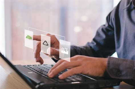 Businessman Pointing At Co2 Icon Concept Of Reducing Carbon Dioxide