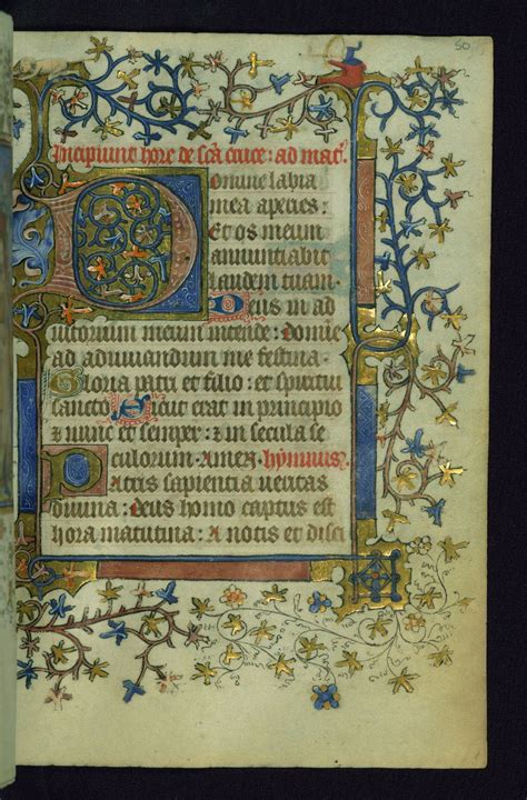 Illuminated D Initial In Book Of Hours Walters Manuscript W170