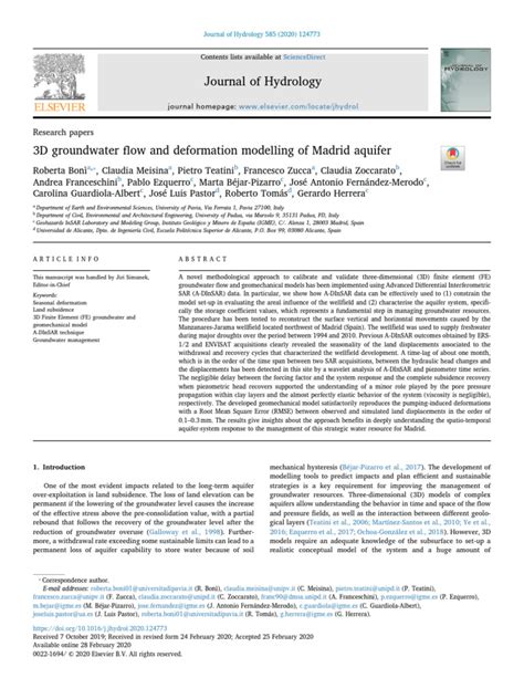 3d Groundwater Flow And Deformation Modelling Of Madrid Aquifer Pdf