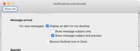 outlook notifications not working on mac