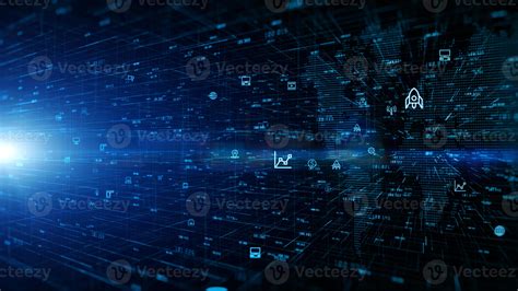 technology digital data network connection and cyber security concept